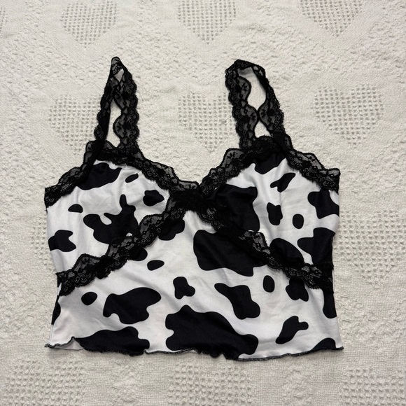 SHEIN | Tops | Shein Cow Print Lacey Tank S | Poshmark